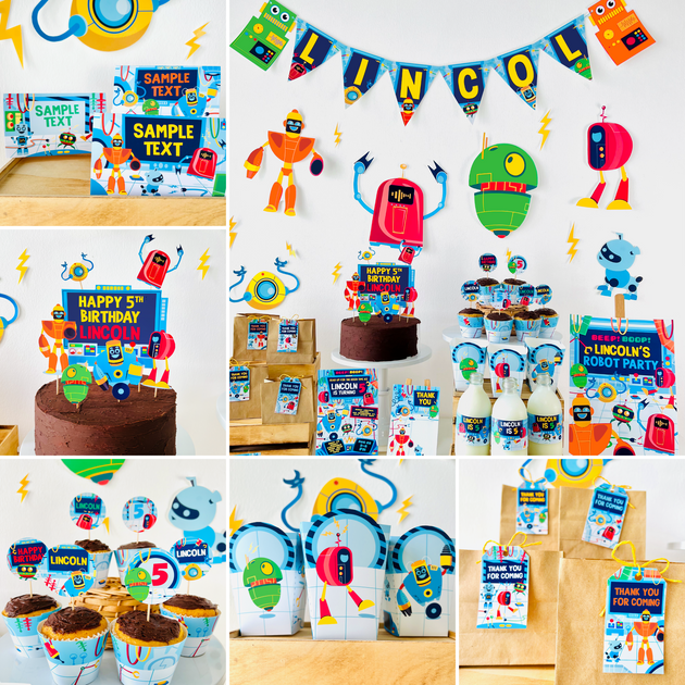 Robots Party Decorations Printable Kit | Pigsy Party – PigsyParty