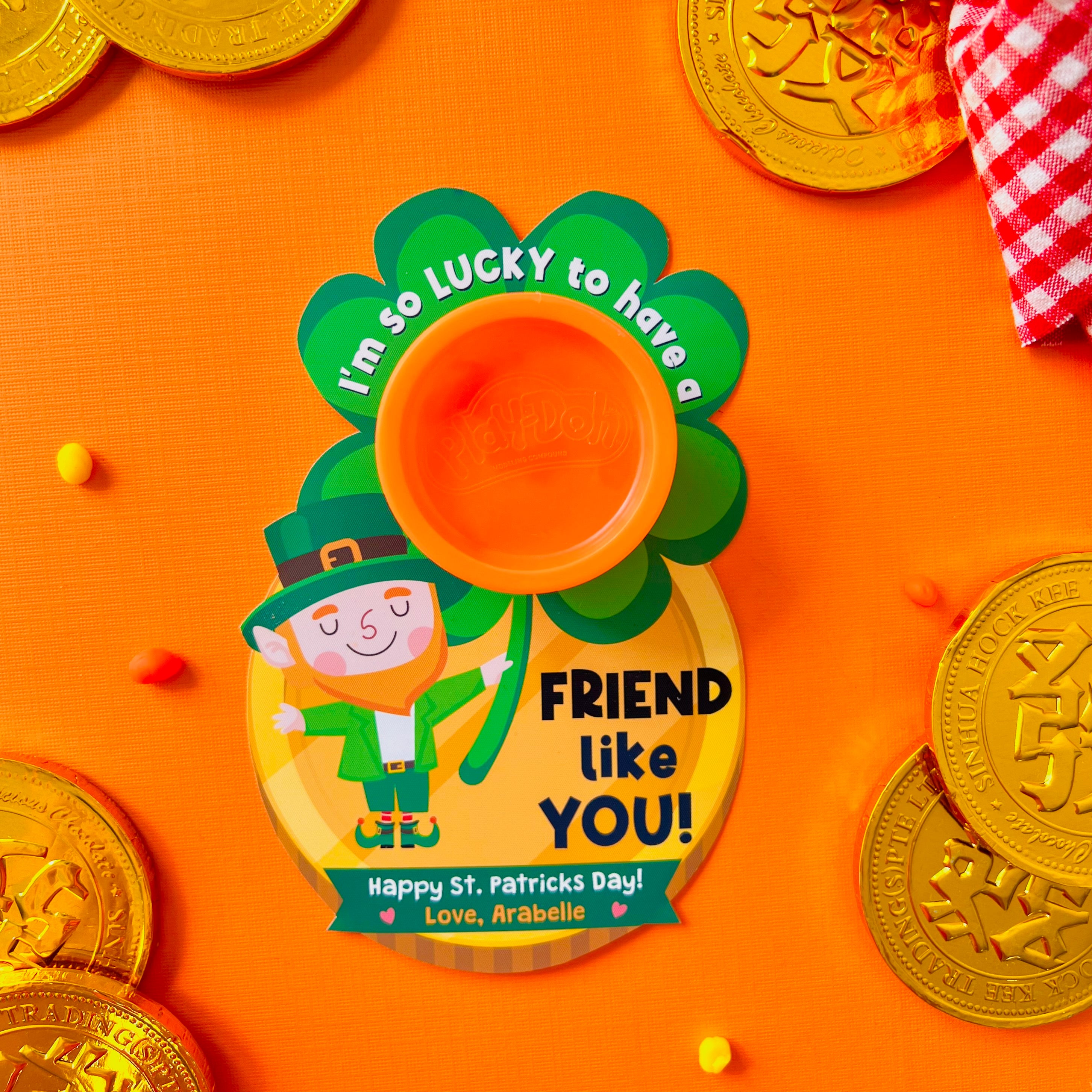 St Patricks Play Doh Printable Card for Kids | Play Dough Gift Card ...