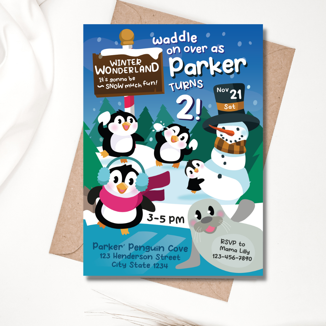 Penguin Wonderland Invitation | Pigsy Party Decoration – PigsyParty