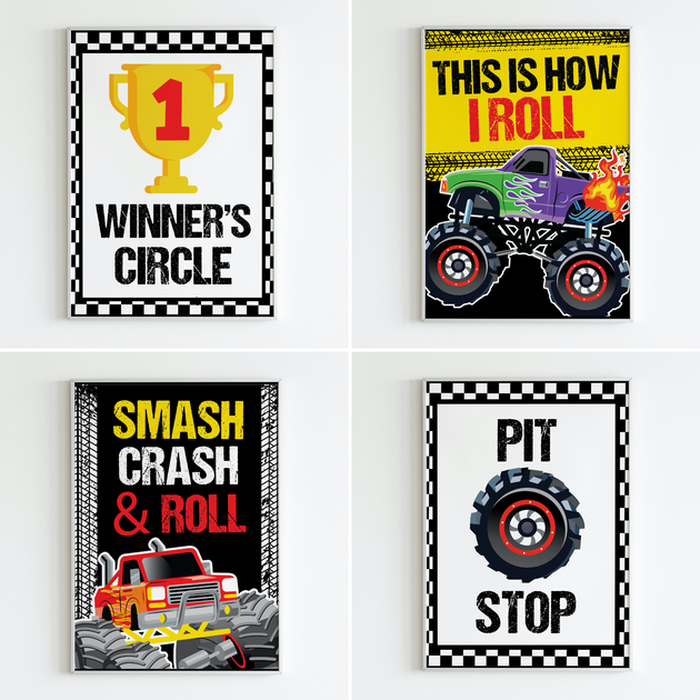 Monster Truck Party Posters Bundle Printable Kit | Pigsy Party – PigsyParty