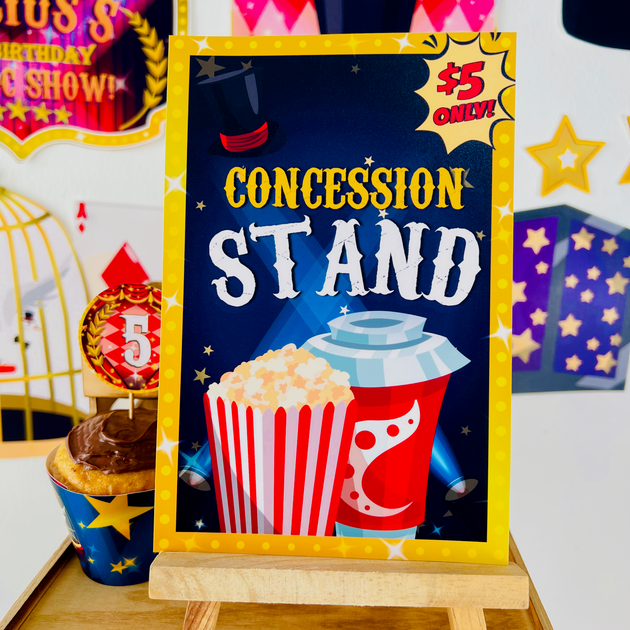 Magic Show Concession Stand Sign Printable | Pigsy Party – PigsyParty