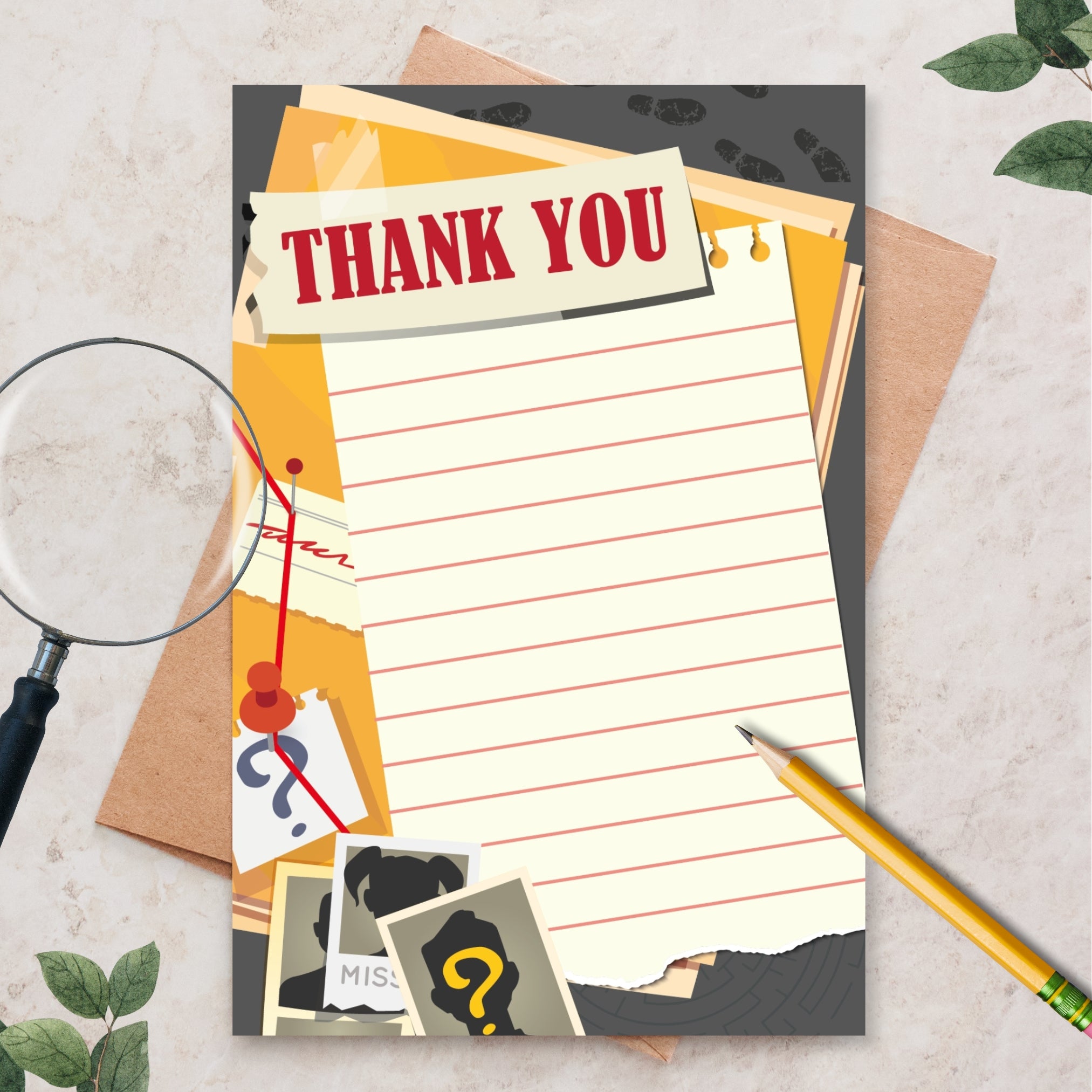 Detective Thank You Card | Pigsy Party Decoration – PigsyParty