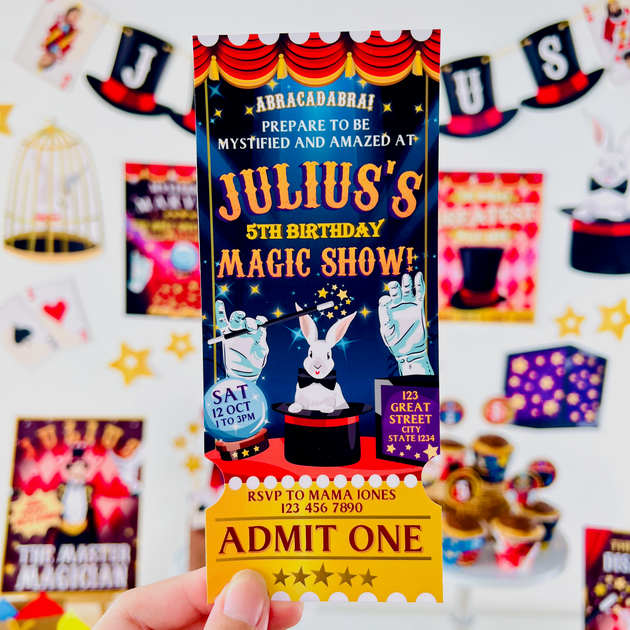 Magic Show Ticket Invitation Printables | Pigsy Party – PigsyParty