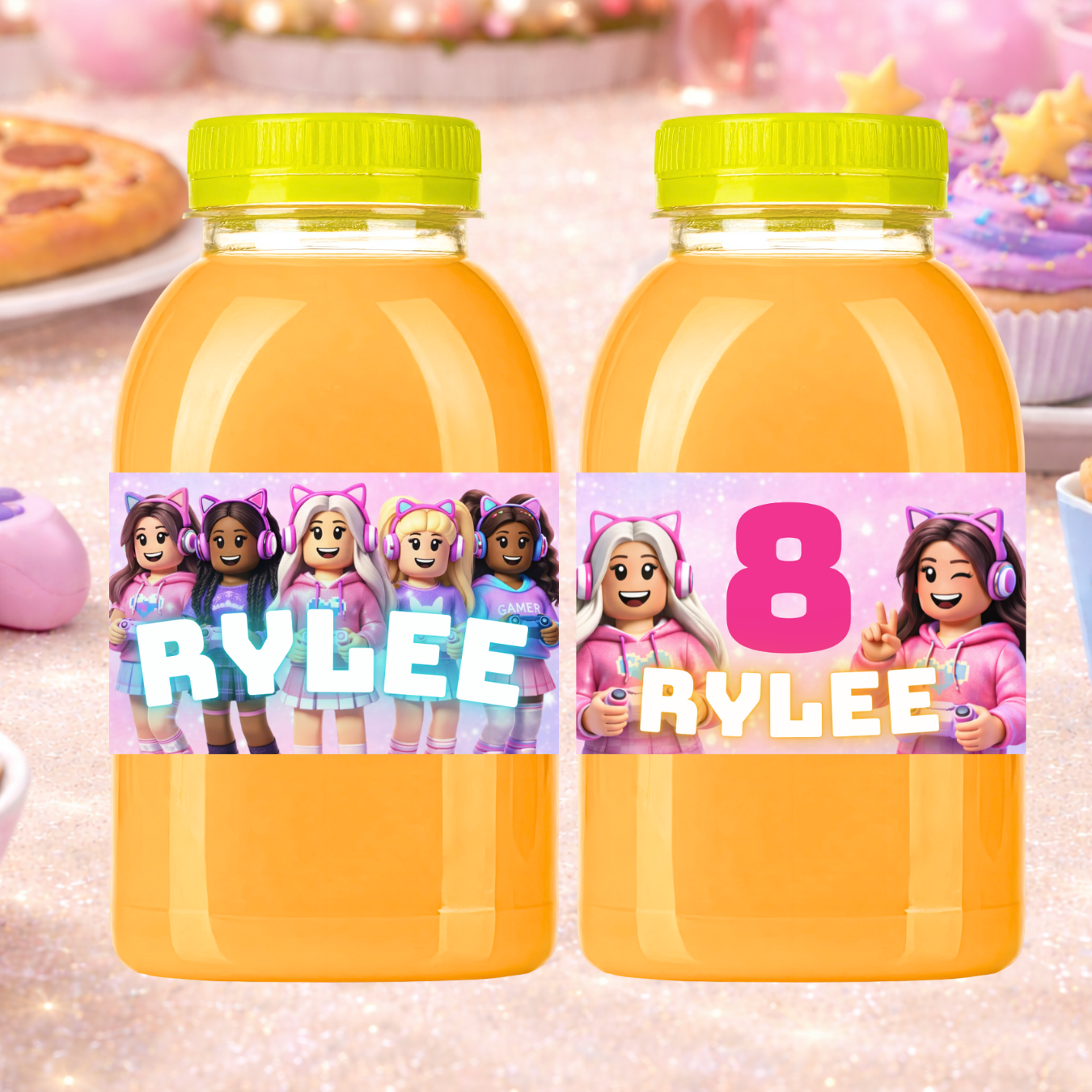 Roblox Girl Bottle Wrappers Printable | Gamer Girl Party Drink Labels ...