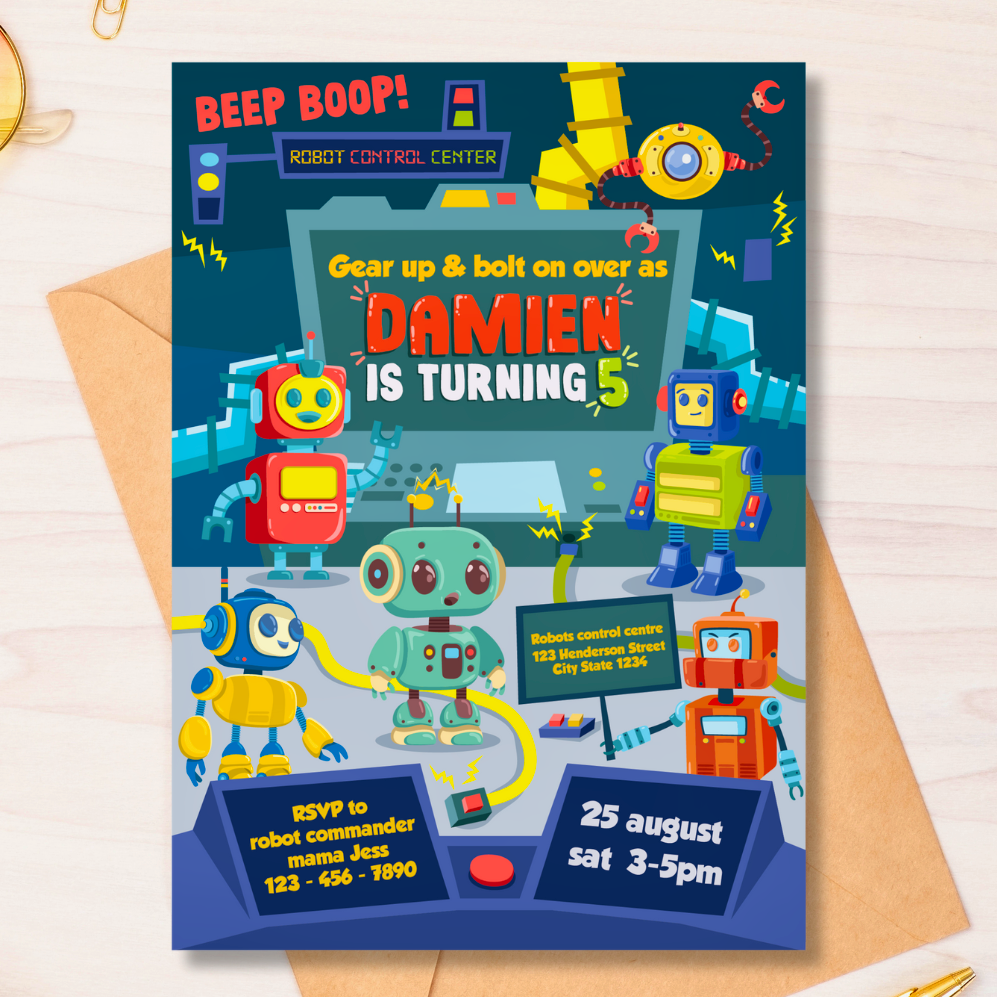 Robots and Science Invitation | Pigsy Party Decoration – PigsyParty