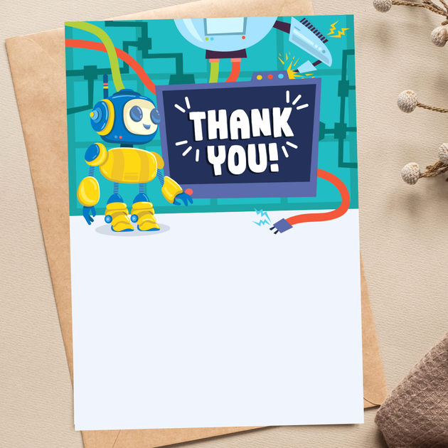 Robots and Science Thank You Card Printable | Pigsy Party – PigsyParty