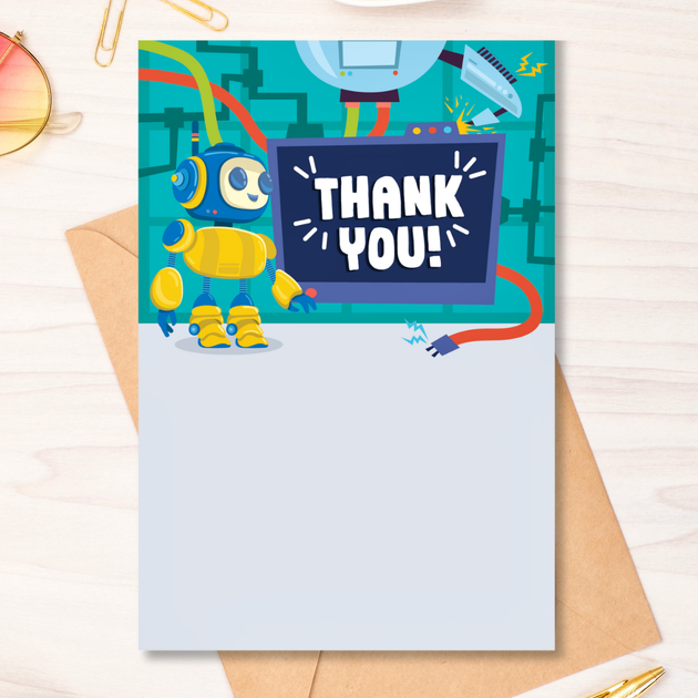 Robots and Science Thank You Card Printable | Pigsy Party – PigsyParty