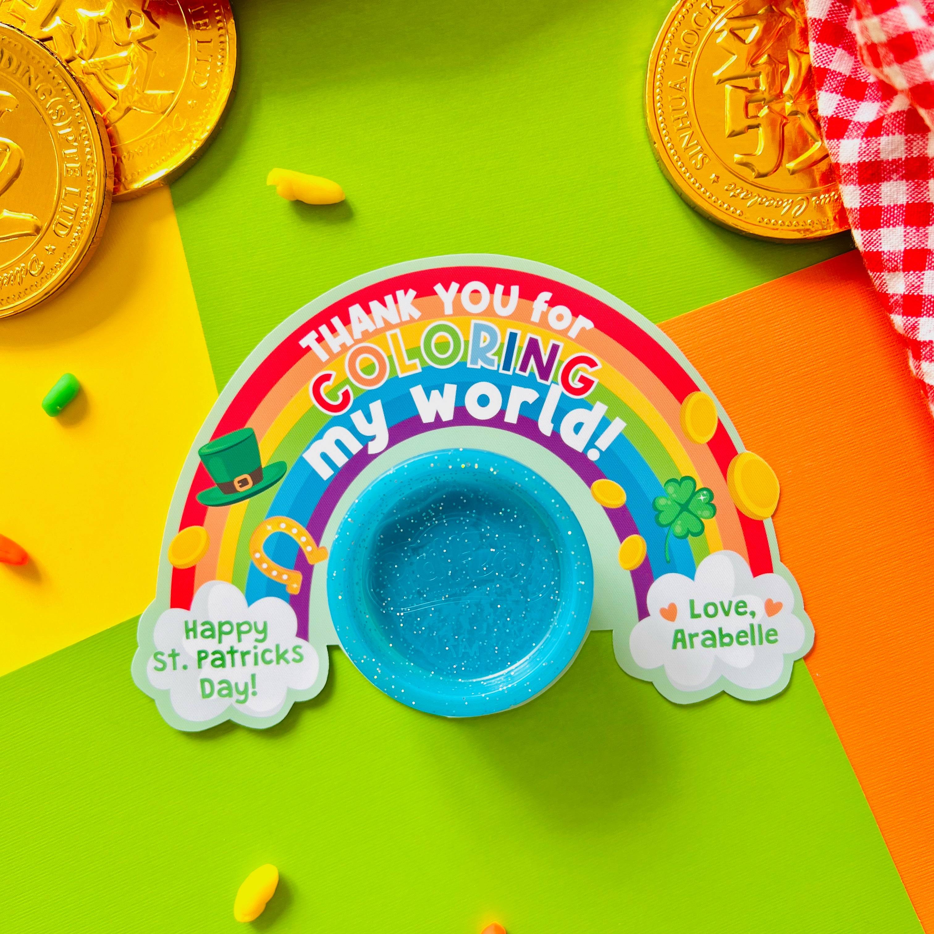 St Patricks Play Doh Printable Card for Kids | Play Dough Gift Card ...