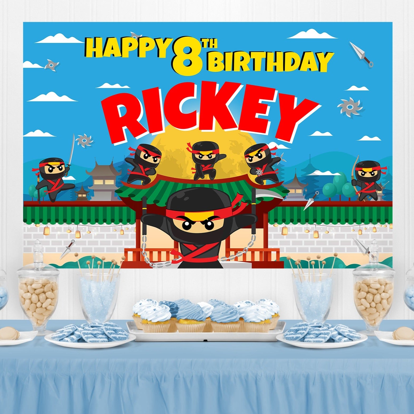 Ninja Birthday Backdrop Printable | Pigsy Party – PigsyParty