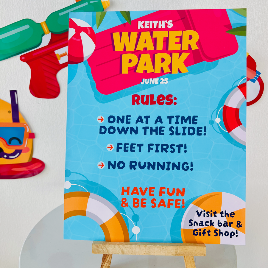 Water Park Rules Sign | Pigsy Party Decoration – PigsyParty