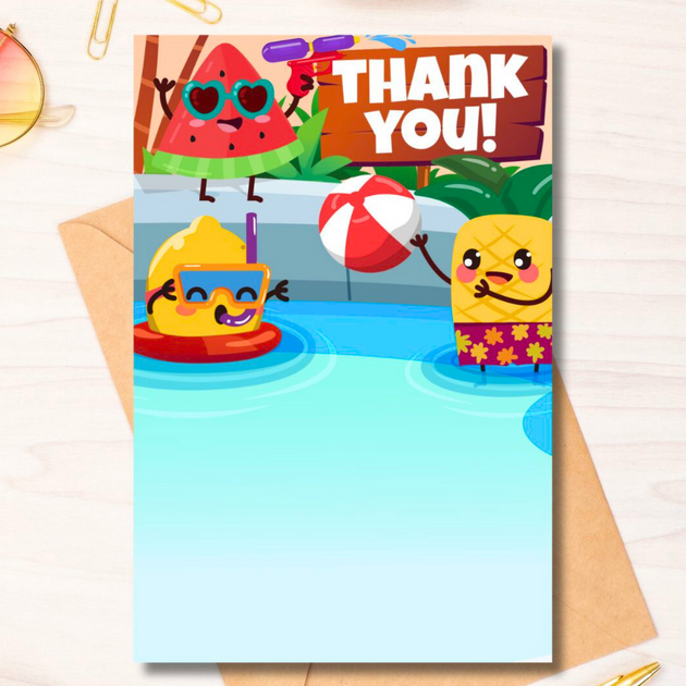 Water Park Thank You Cards Printable | Pigsy Party – PigsyParty