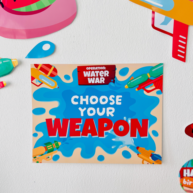 Water Park Choose Your Weapon Sign Printable | Pigsy Party – PigsyParty
