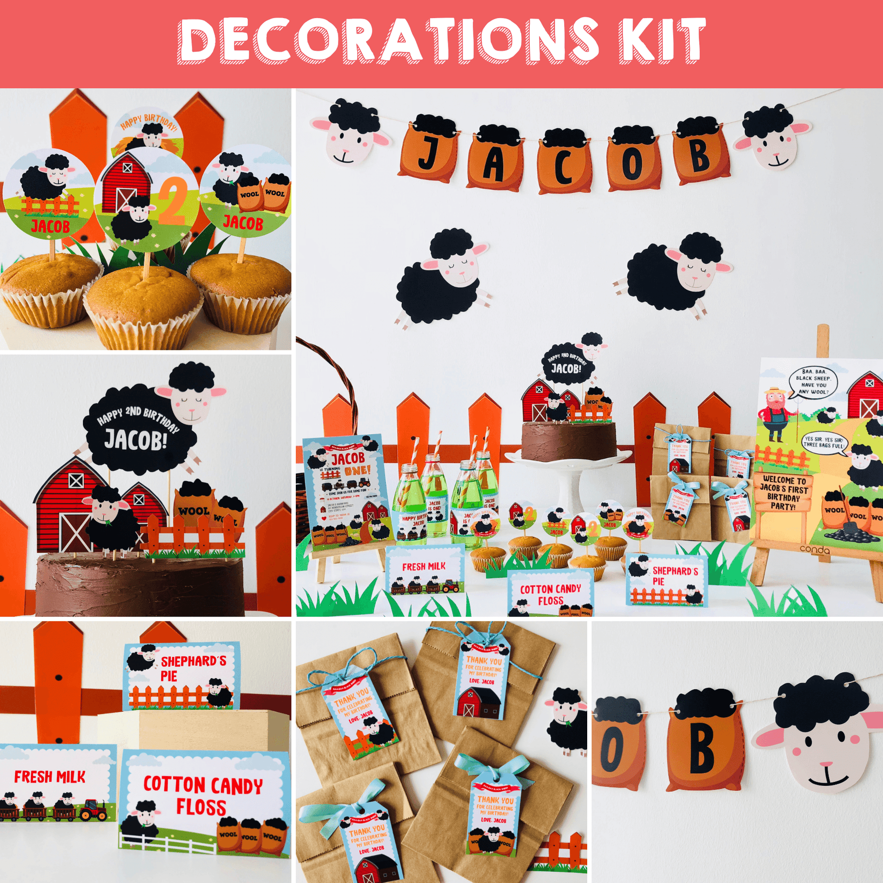 Baa Baa Black Sheep Decorations Kit | Pigsy Party Decoration – PigsyParty