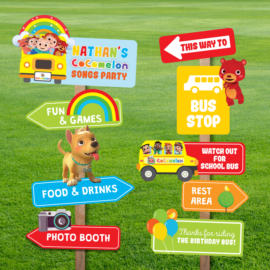 Cocomelon Directional Signs | Pigsy Party Decoration – PigsyParty