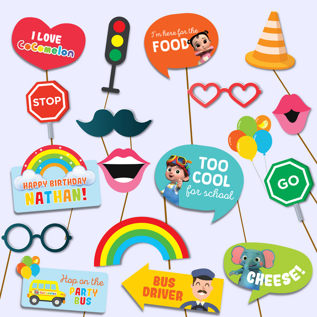 Cocomelon Wheels on the Bus Party Photo Props Printable | Pigsy Party ...
