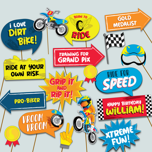 Dirt Bike Party Photo Props Printable | Pigsy Party – PigsyParty