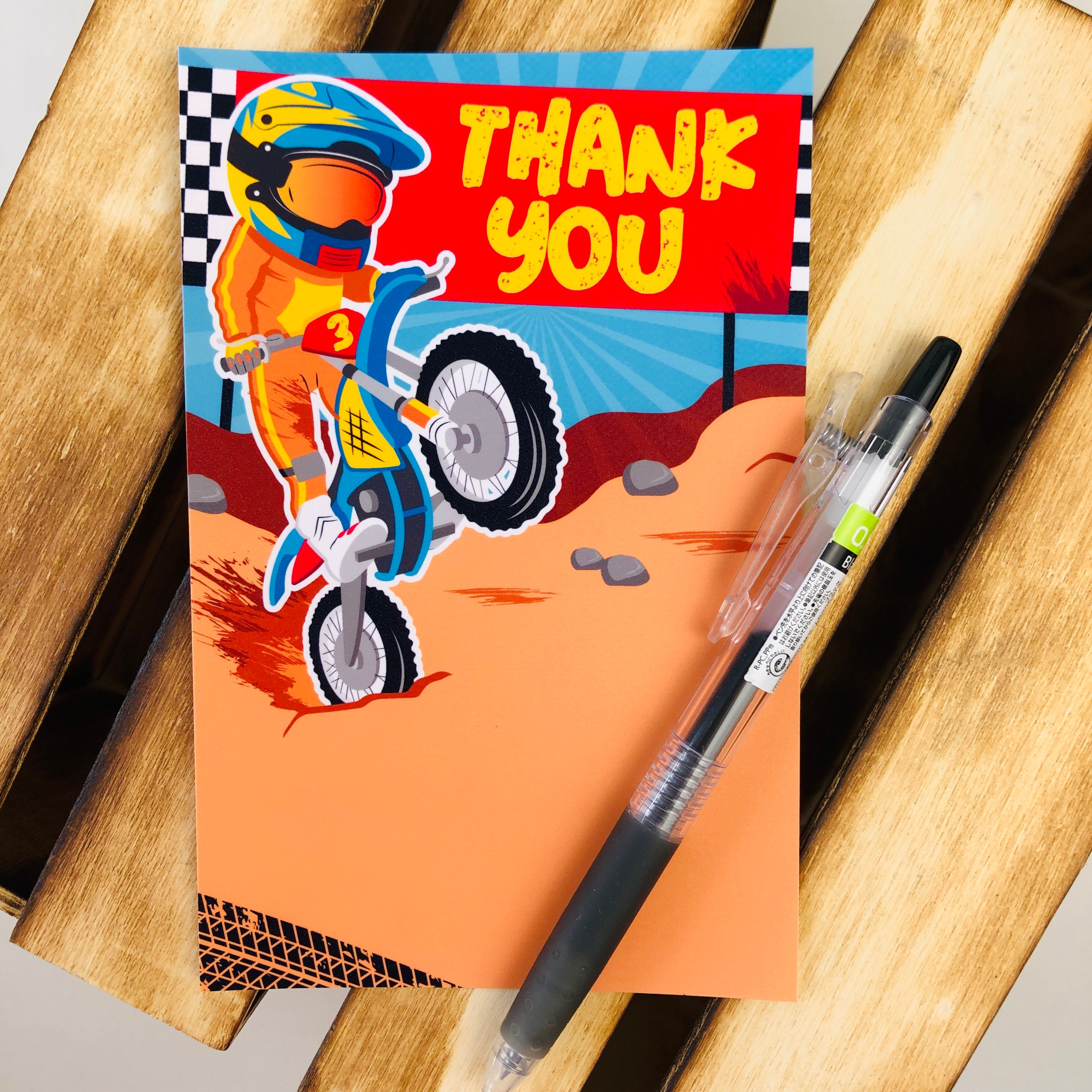 Dirt Bike Thank You Card - Editable and Printable – PigsyParty