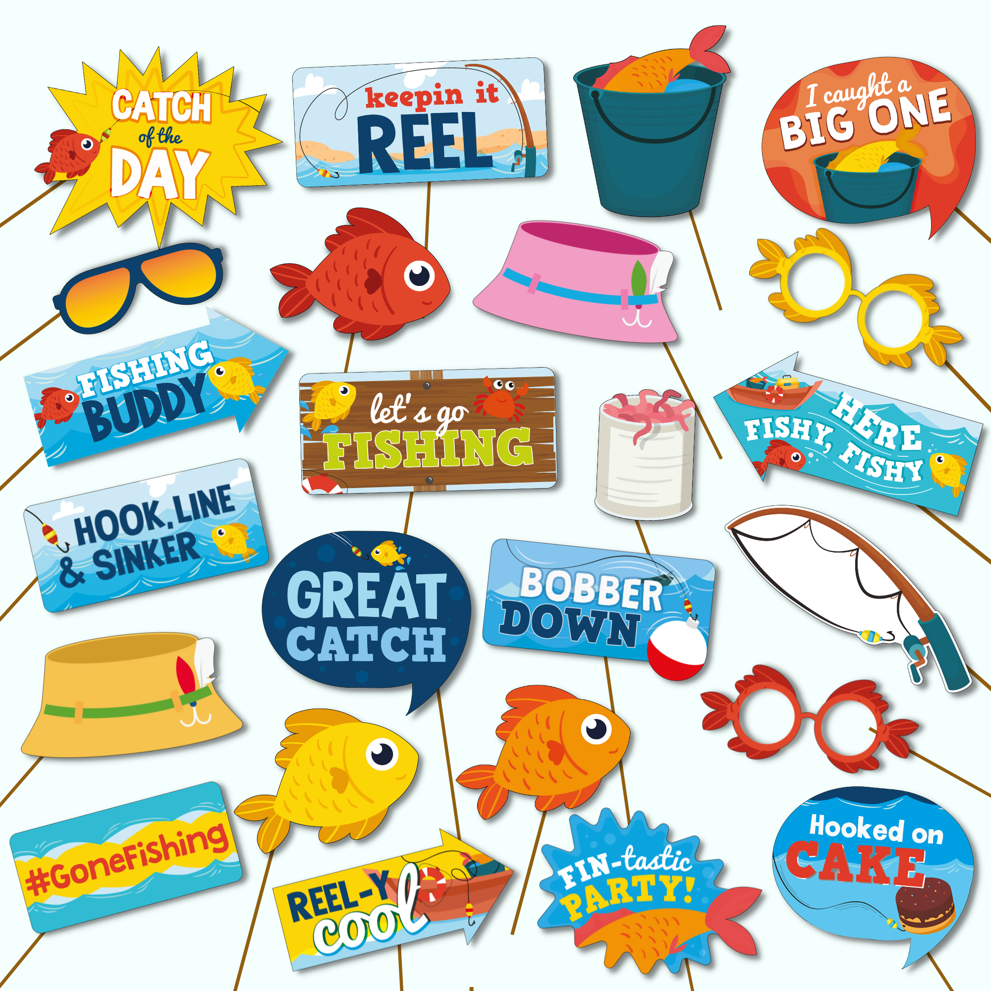 Fishing Photo Props Set - 21 Pages – PigsyParty
