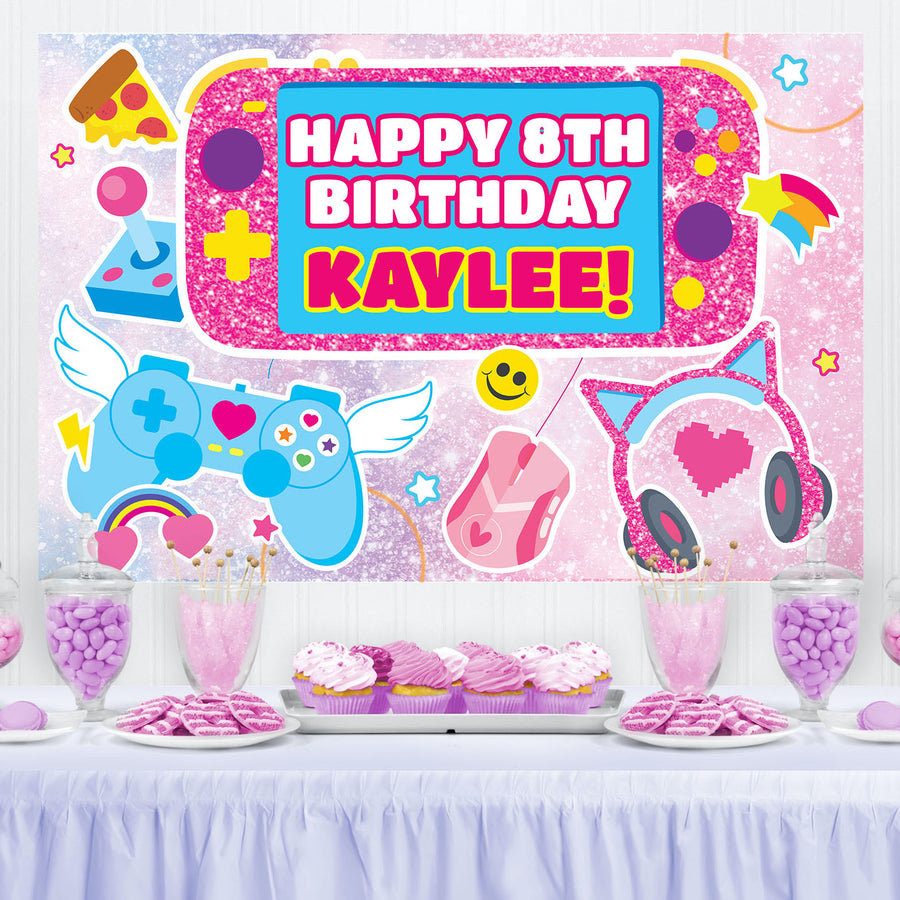 Gamer Girl Party Printables | Pink Gaming Birthday Invite, Decorations ...