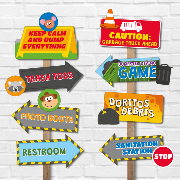 Garbage Truck Party Direction Signs Printable Pack | Pigsy Party ...