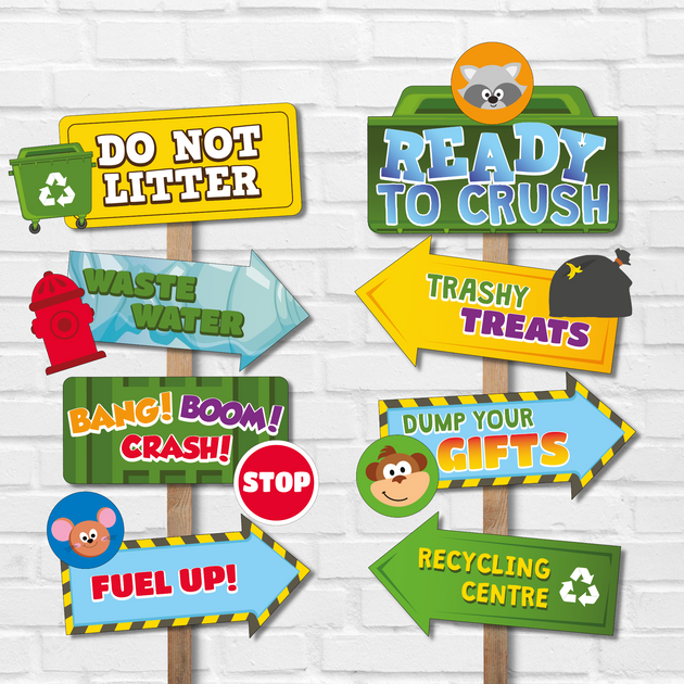 Garbage Truck Party Direction Signs Printable Pack | Pigsy Party ...