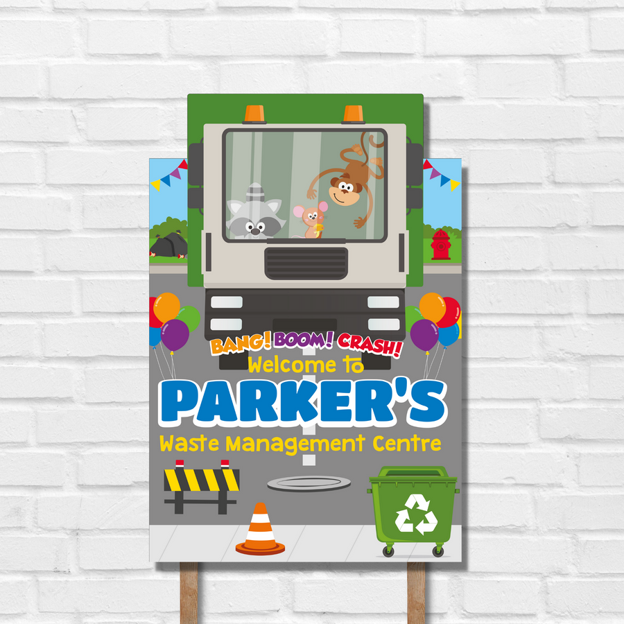 Garbage Truck Yard Sign - Customizable and Fun – PigsyParty