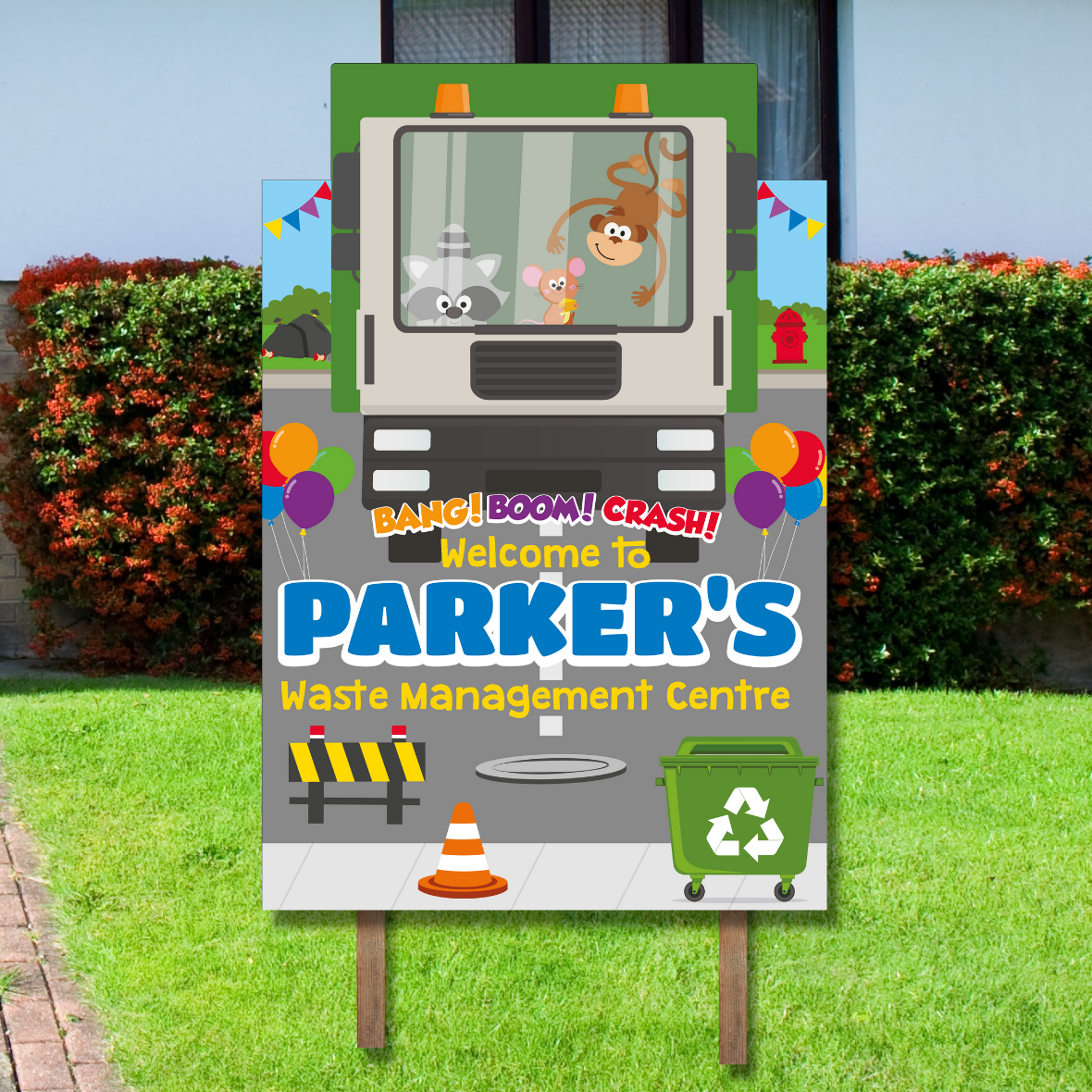 Garbage Truck Yard Sign - Customizable and Fun – PigsyParty