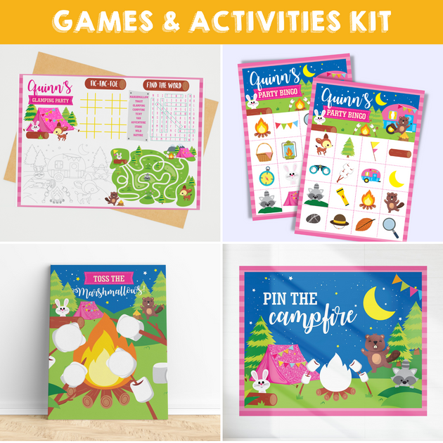 Glamping Party Games & Activities Printable Kit | Pigsy Party – PigsyParty