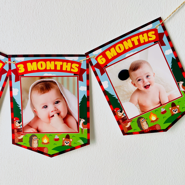 Lumberjack Monthly Milestone Photo Banner Printable | Pigsy Party ...