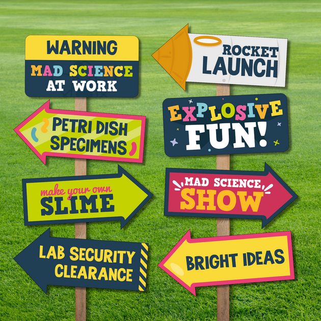 Mad Science Party Directional Signs Printable | Pigsy Party – PigsyParty