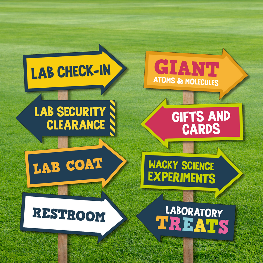Mad Science Directional Signs | Pigsy Party Decoration – PigsyParty