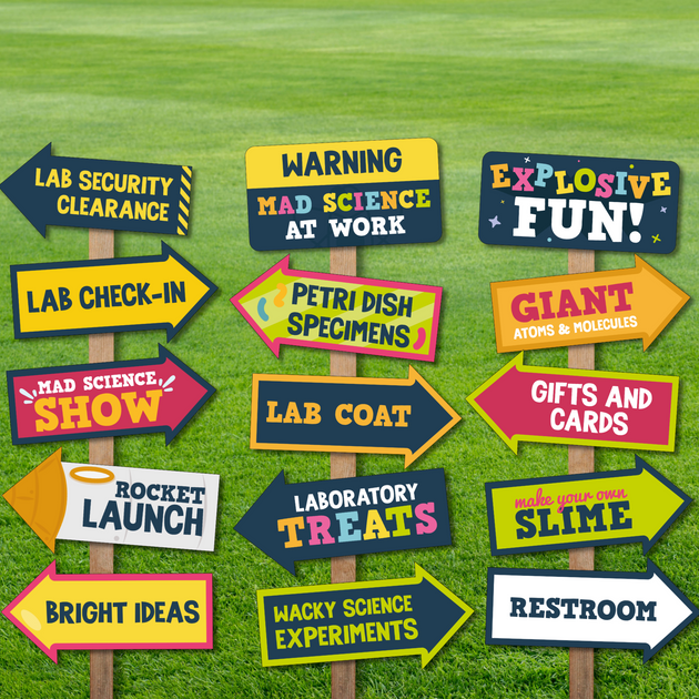 Mad Science Party Directional Signs Printable | Pigsy Party – PigsyParty