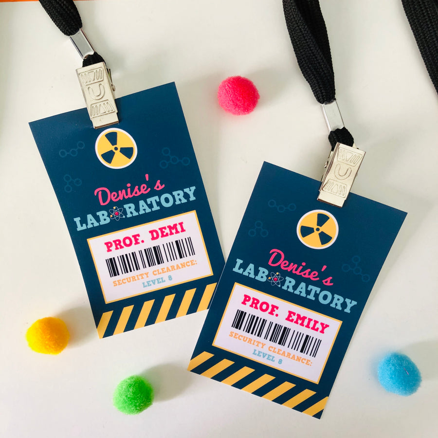 Mad Science Pink Lab Access Cards Printable | Pigsy Party Decoration ...
