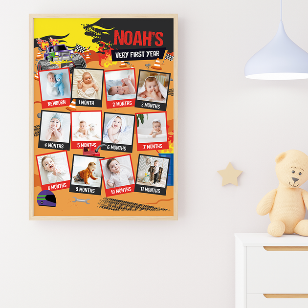 Monster Truck Monthly Milestone Photo Board Printable | Pigsy Party ...