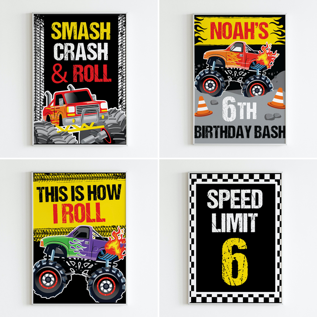 Monster Truck Party Posters Bundle Printable Kit | Pigsy Party – PigsyParty