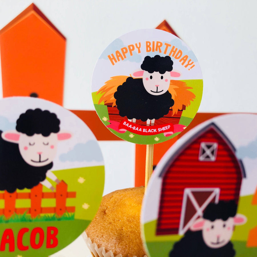 Baa Baa Black Sheep Cupcake Topper Printable | Pigsy Party – PigsyParty