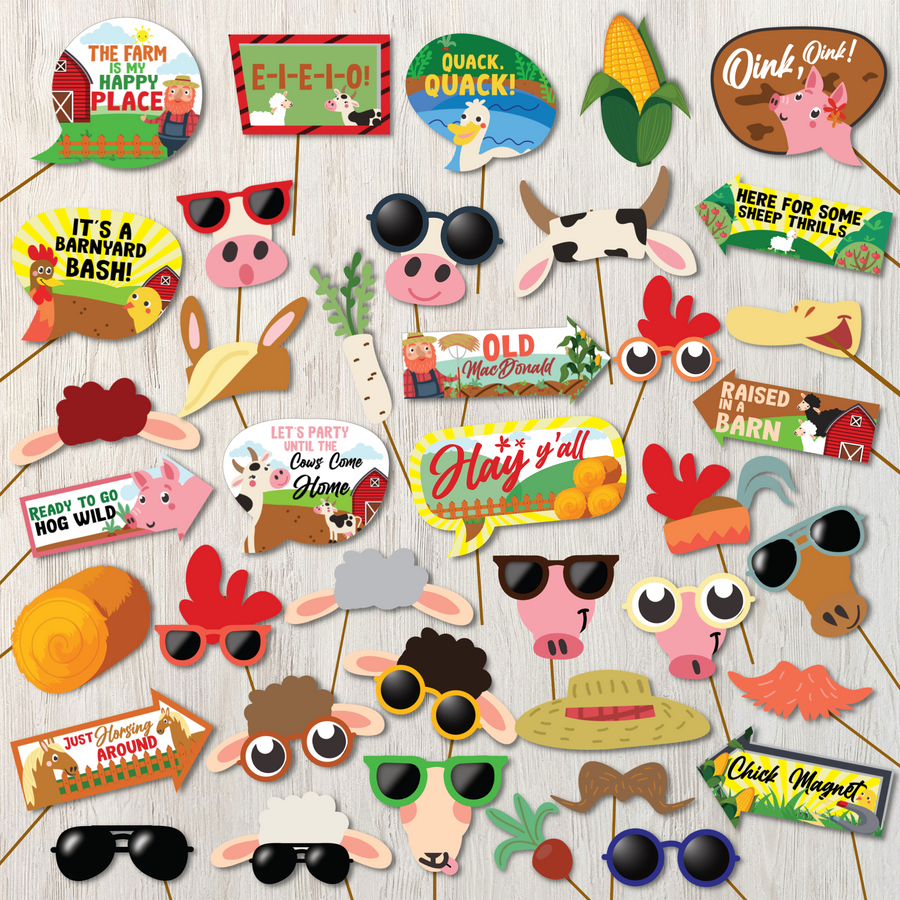 Old Macdonald Farm Photo Props Set | Pigsy Party Decoration – PigsyParty