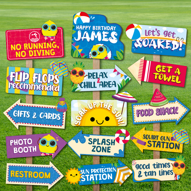 Pool Party Directional Signs Printable | Pigsy Party – PigsyParty