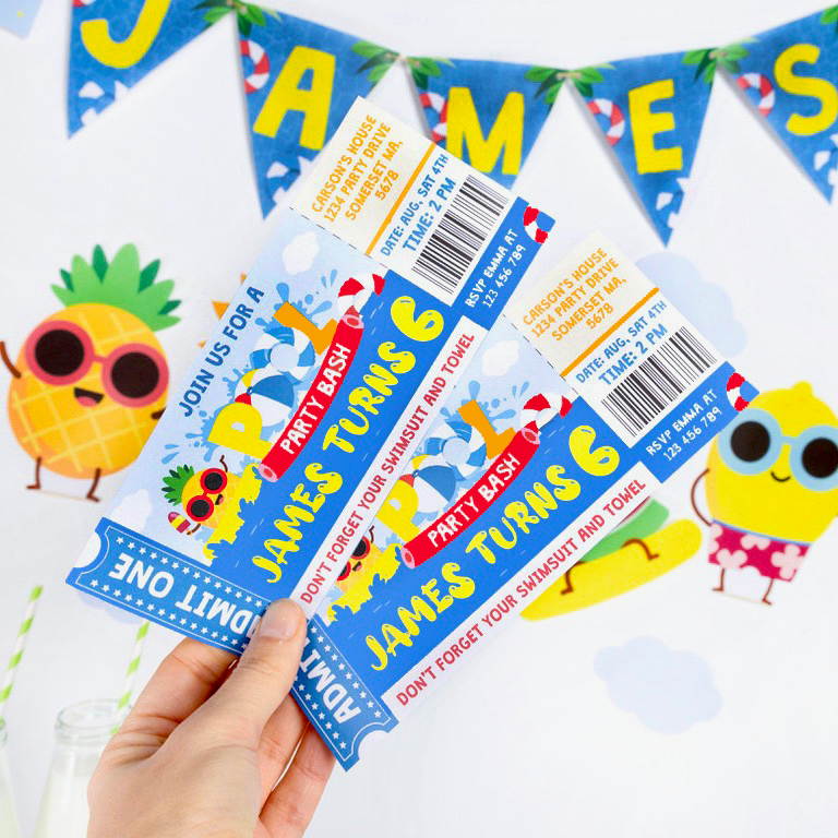 Pool Ticket Invitation Printable | Pigsy Party – PigsyParty