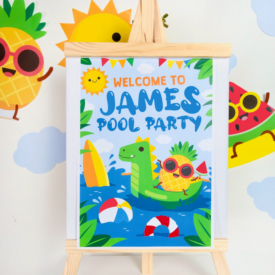 Pool Party Welcome Sign | Pigsy Party Decoration – PigsyParty