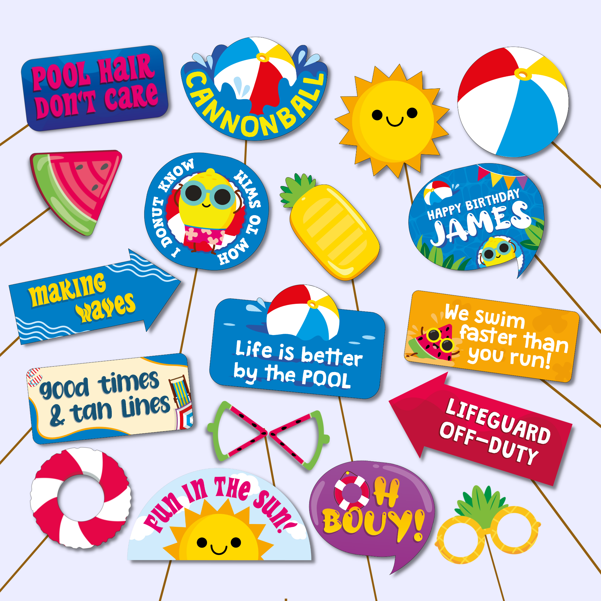 Pool Photo Props Set | Pigsy Party Decoration – PigsyParty