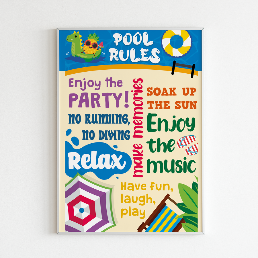 Pool 'Pool Rules' Sign Printable | Pigsy Party – PigsyParty