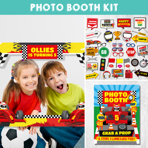 Racing Car Party Photo Booth Printable Kit | Pigsy Party – PigsyParty