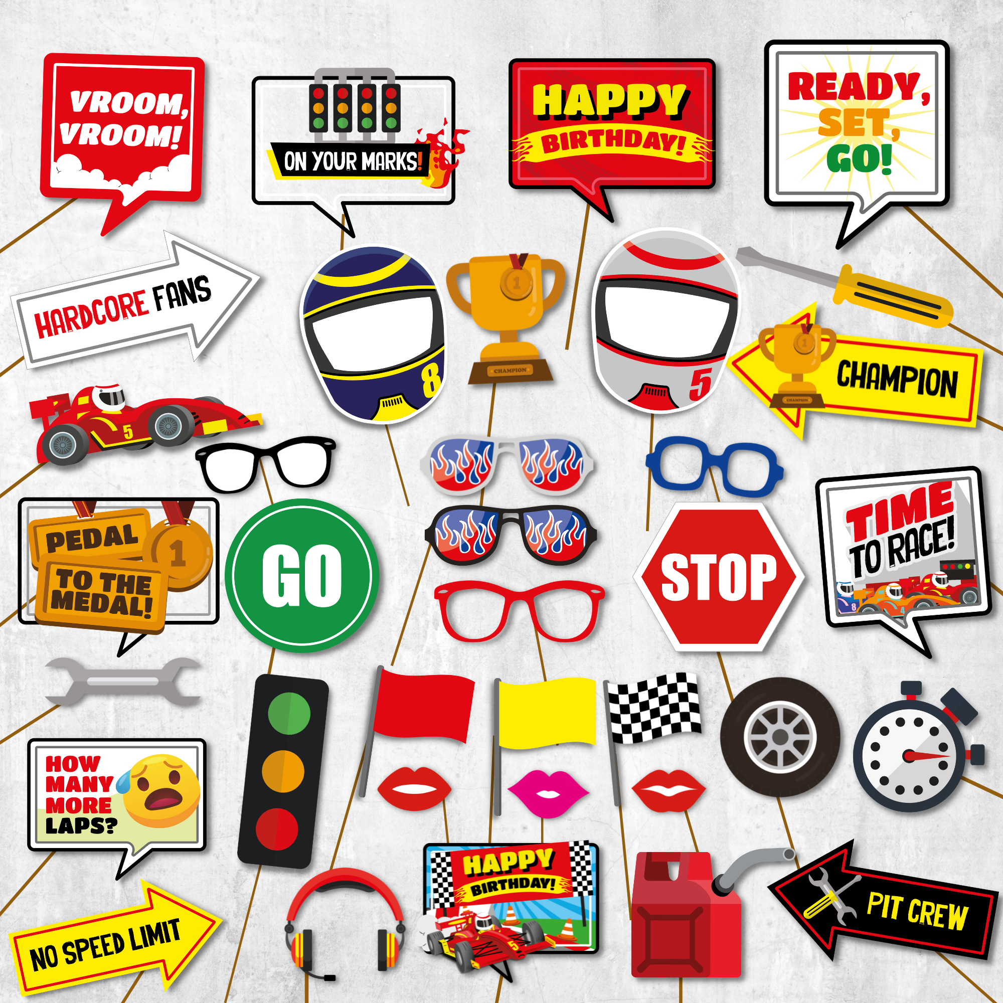 Racing Car Photo Props Set | Pigsy Party Decoration – PigsyParty