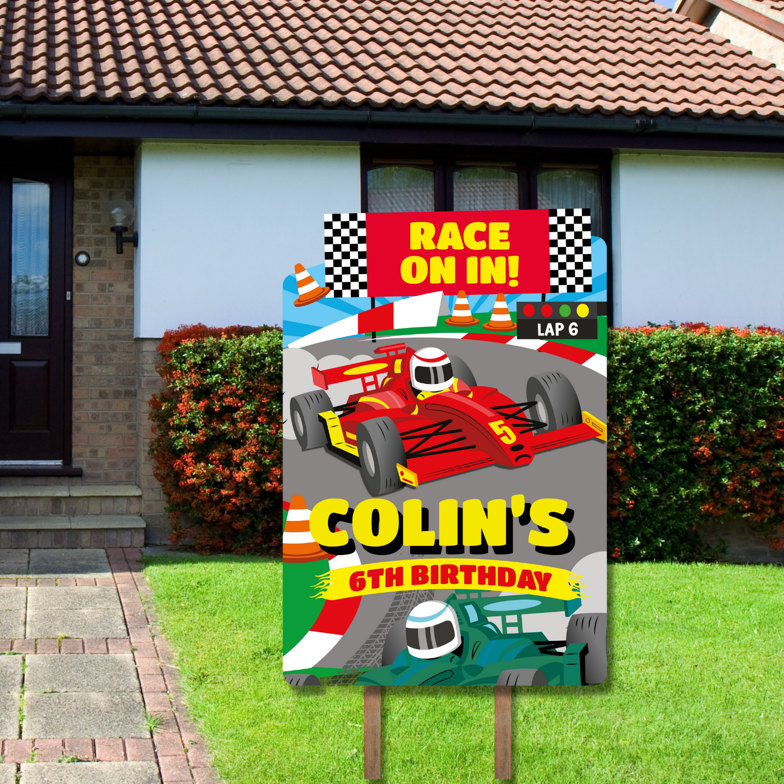 Racing Car Yard Sign | Pigsy Party Decoration – PigsyParty