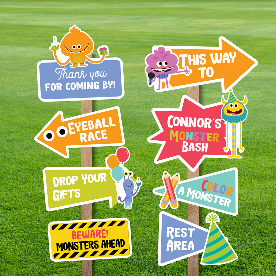 Super Simple Monsters Directional Signs | Pigsy Party Decoration ...