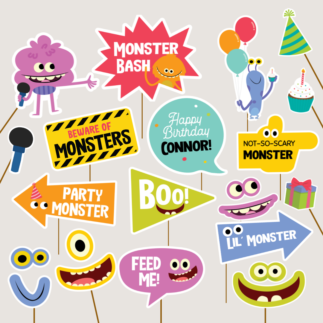 Super Simple Monsters Photo Booth Kit | Pigsy Party Decoration – PigsyParty