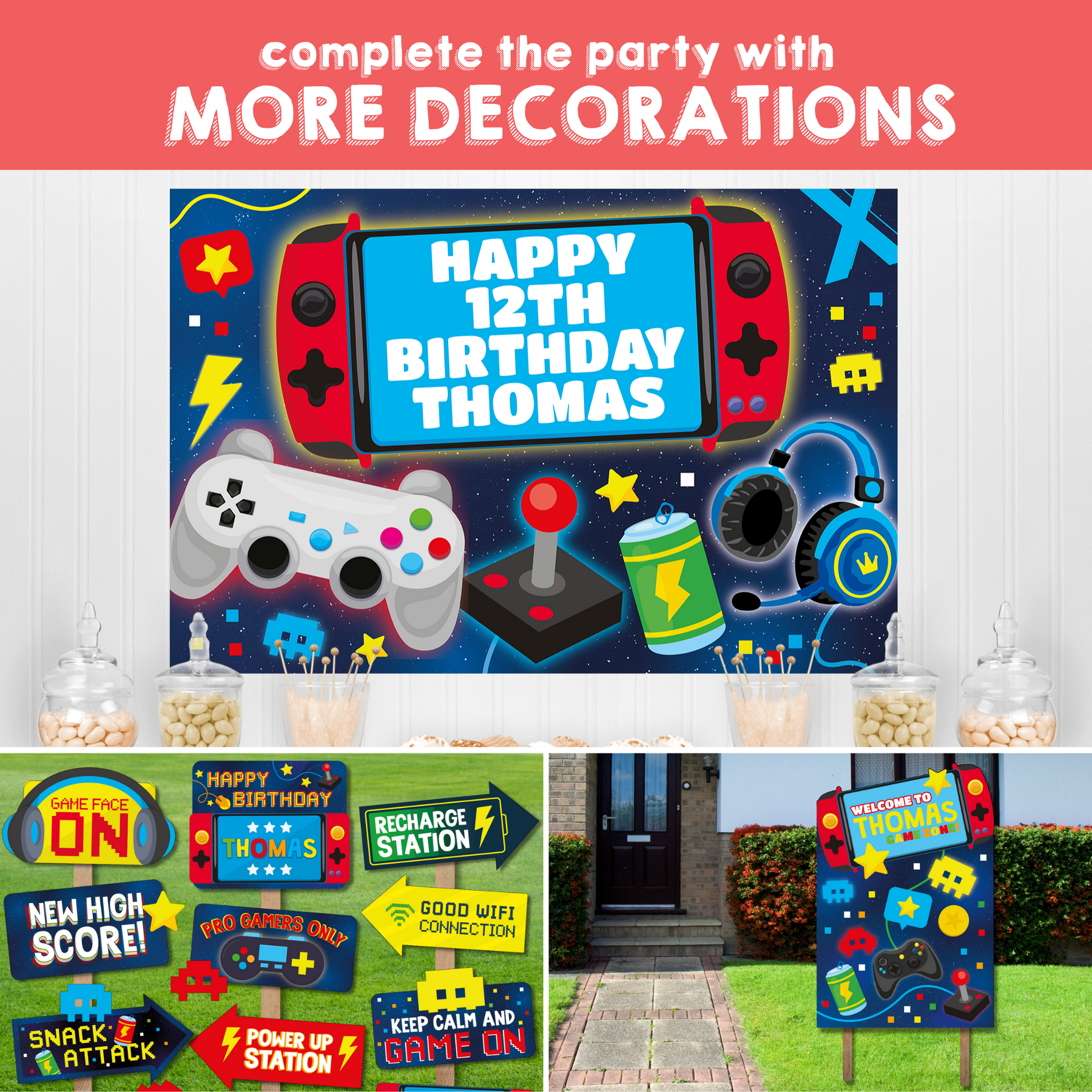 Video Game Party Welcome Sign | Pigsy Party Decoration – PigsyParty
