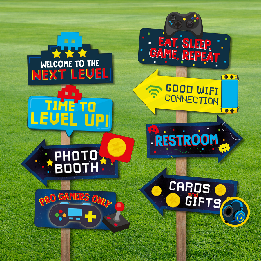 Video Game Directional Signs | Pigsy Party Decoration – PigsyParty
