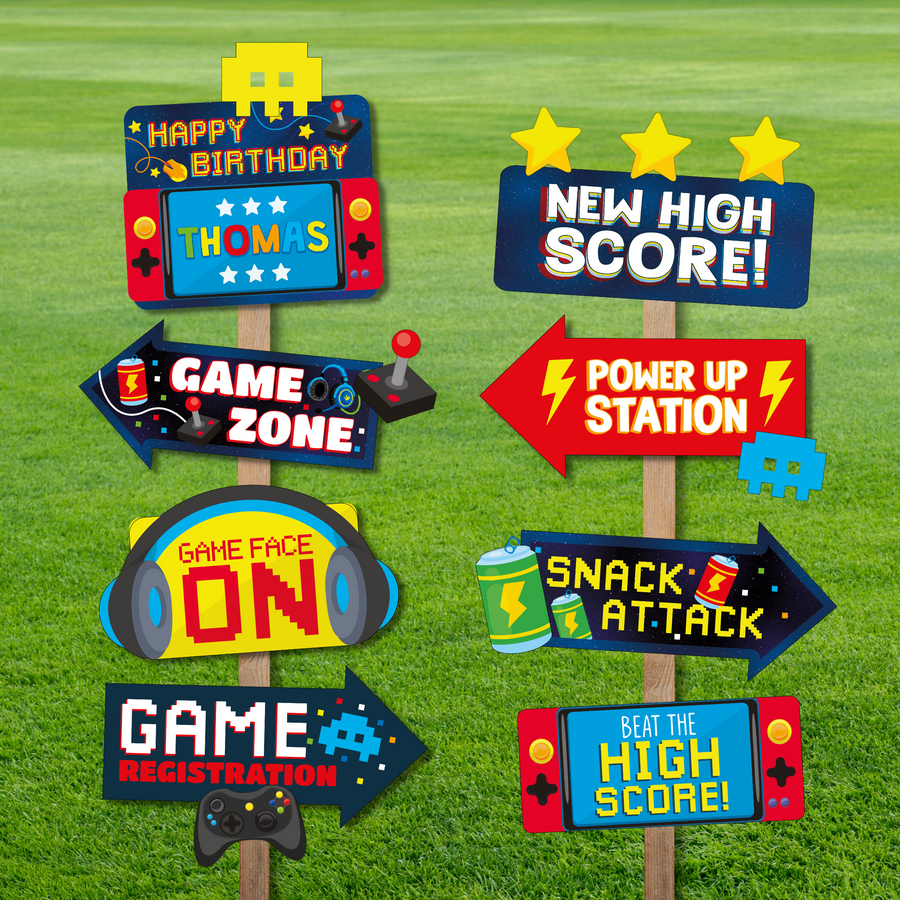 Video Game Directional Signs | Pigsy Party Decoration – PigsyParty